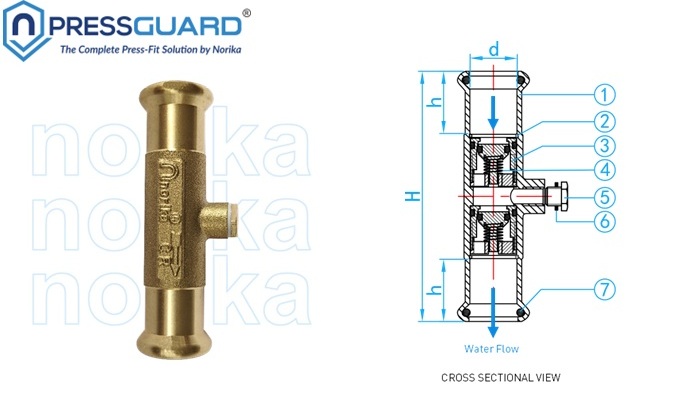 DZR Brass Press-Fit Spring Double Check Valve| Norika in Singapore